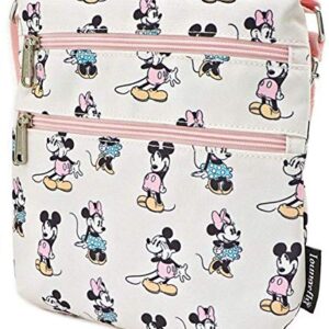 Loungefly Women Pastel Minnie Mickey AOP Nylon Passport, Multi, 8 inches x 9 inches x 1.25 inches