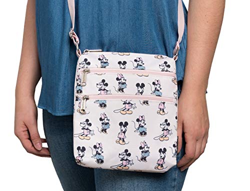 Loungefly Women Pastel Minnie Mickey AOP Nylon Passport, Multi, 8 inches x 9 inches x 1.25 inches