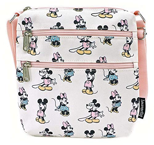 Loungefly Women Pastel Minnie Mickey AOP Nylon Passport, Multi, 8 inches x 9 inches x 1.25 inches