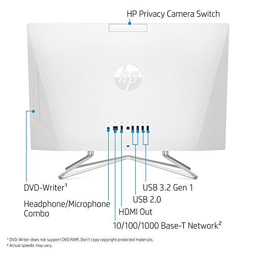 HP 24-inch All-in-One Desktop Computer, AMD Athlon Silver 3050U Processor, 8 GB RAM, 256 GB SSD, Windows 10 Home (24-dd0010, White)