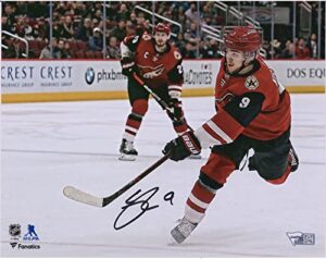 clayton keller arizona coyotes autographed 8" x 10" red jersey shooting photograph - autographed nhl photos