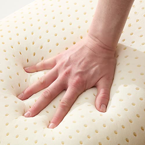 LUCID Talalay Latex Foam Pillow - Mid-Loft - Medium Plush Feel- Removable Cotton Cover, Dorm Room Essentials, Queen