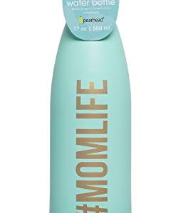 Pearhead #Momlife Stainless Steel Water Bottle, BPA Free Water Bottle Keepsake for New Mom’s and Expecting Moms, Travel Bottle, Teal, 17oz