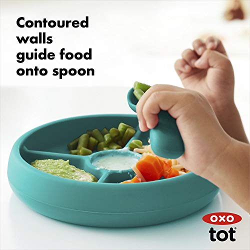 OXO Tot Silicone Divided Plate Teal