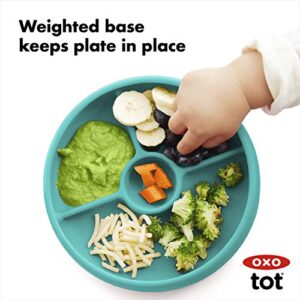 OXO Tot Silicone Divided Plate Teal