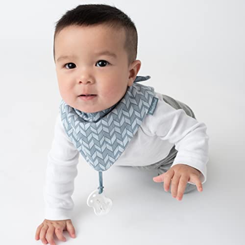 BooginHead Cotton Baby Drool Bibs, Teething Bib and Pacifier Holder Bib, Blue Arrows