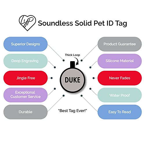 LYP Soundless Pet Tag - Deep Engraved Silicone – Double Sided and Engraving Will Last - Many Design Choices of Pet ID Tags, Dog Tags, Cat Tags (Blue, Circle)