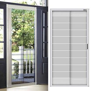 custom cut to size,[ grey,embedded, w 40 xh 83 (inch)], aluminum retractable front screen door net,fiberglass mesh with alumium, mosquito screens i bug net for doors