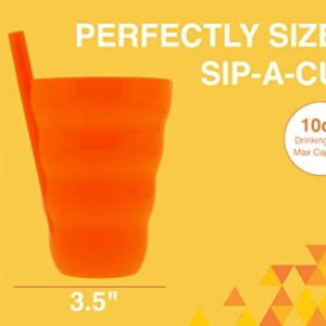 Arrow Home Products Sip A Cup with Built in Straw, 10oz, 6pk - BPA-free Straw Cups for Kids Great for Everyday Use - Made in the USA, Stackable Kids Straw Cups - Purple, Blue, Green, Orange