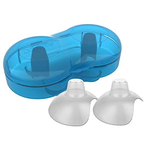 Dr. Brown's Nipple Shields with Case, Size 2 - 25 mm and Up, Stretch Fit, for Latch Difficulties, Flat/inverted Nipples, Silicone Nipple Shield