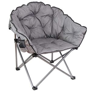 macsports c932s-129 padded cushion outdoor folding lounge patio club chair, gray