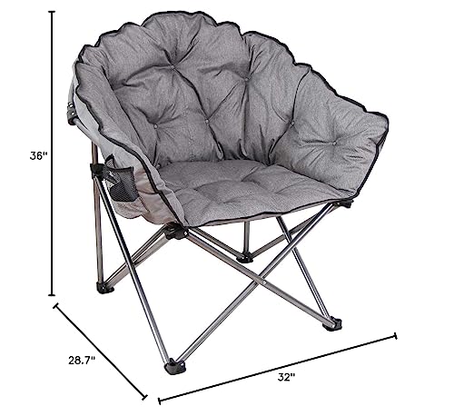 MacSports C932S-129 Padded Cushion Outdoor Folding Lounge Patio Club Chair, Gray