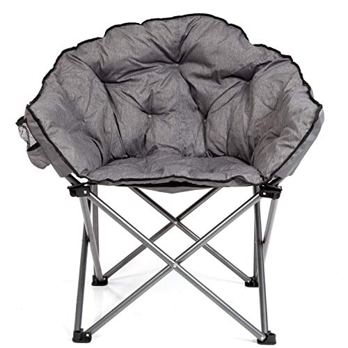 MacSports C932S-129 Padded Cushion Outdoor Folding Lounge Patio Club Chair, Gray