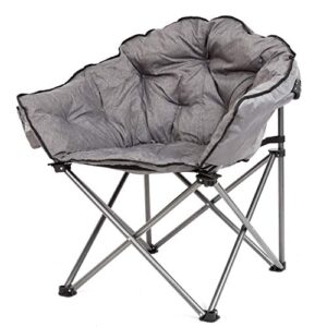 MacSports C932S-129 Padded Cushion Outdoor Folding Lounge Patio Club Chair, Gray