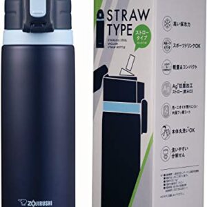 Zojirushi Direct Drinking Water Bottle, Sports Type, Stainless Steel, Straw Bottle, 0.52L, Navy