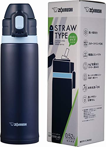 Zojirushi Direct Drinking Water Bottle, Sports Type, Stainless Steel, Straw Bottle, 0.52L, Navy