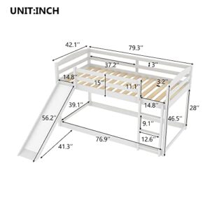 Harper & Bright Designs Twin Bunk Beds with Slide for Kids, Low Profile Bunk Beds with Built-in Ladder, No Box Spring Needed