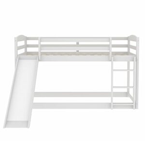 Harper & Bright Designs Twin Bunk Beds with Slide for Kids, Low Profile Bunk Beds with Built-in Ladder, No Box Spring Needed