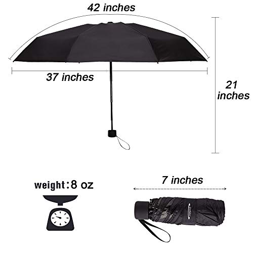 Goothdurs Mini Travel Compact Windproof Umbrella - Small Folding Lightweight Sun & Rain Umbrellas with 95% UV Protection for Women Men