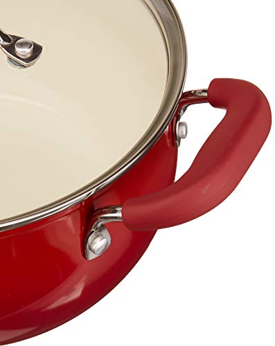 Oster Corbett Forged Aluminum Cookware Set with Ceramic Non-Stick-Induction Base-Soft Touch Bakelite Handle and Tempered Glass Lids, 8-Piece, Gradient Red