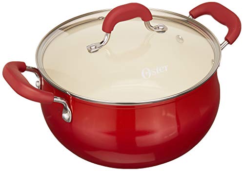 Oster Corbett Forged Aluminum Cookware Set with Ceramic Non-Stick-Induction Base-Soft Touch Bakelite Handle and Tempered Glass Lids, 8-Piece, Gradient Red