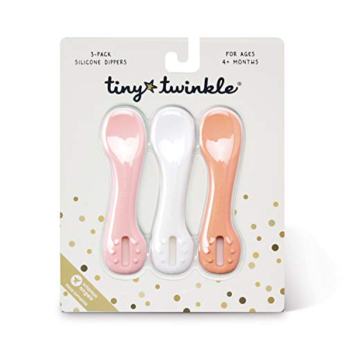 Tiny Twinkle Silicone Dipper 3-Pack - Baby Utensils for First Feeding, Baby Led Weaning Training Spoons