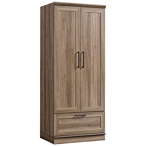 Pemberly Row Modern Engineered Wood Wardrobe Armoire with 1-Drawer in Salt Oak