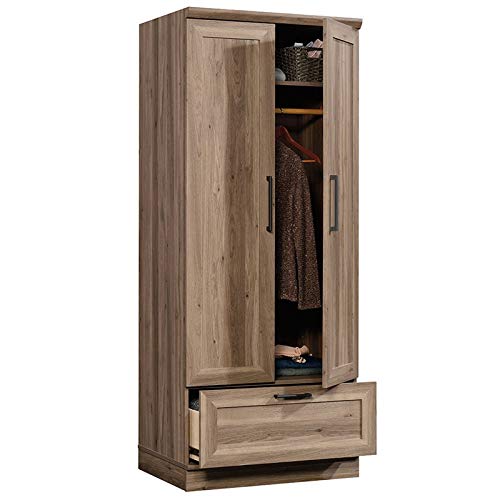 Pemberly Row Modern Engineered Wood Wardrobe Armoire with 1-Drawer in Salt Oak