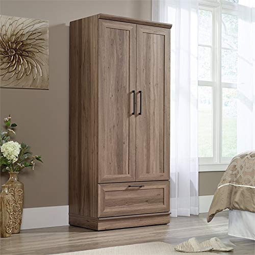 Pemberly Row Modern Engineered Wood Wardrobe Armoire with 1-Drawer in Salt Oak