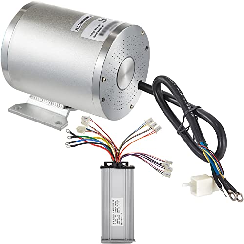 BestEquip Electric DC Motor, 2KW 48V Brushless Motor Kit 4300rpm High Speed Electric Scooter Motor for Go Kart Bike Motorcycle with Speed Controller, Throttle, Keylock