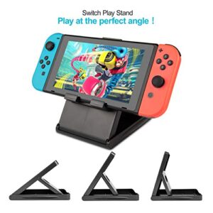 Keten NS Switch Accessories Kit, Including Carry Case, Charging Dock, Playstand, Extension Cable, Game Card Case, Screen Protector, J-Con Grips, Wheels, Crystal Case, TPU Case, Caps