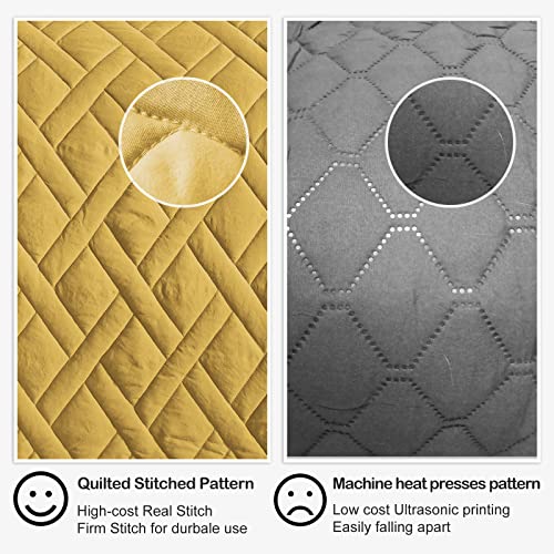 Quilt Set King Size Yellow, Classic Geometric Diamond Stitched Pattern, Ultra Soft Microfiber Lightweight Bedding Set Quilted Bedspread Coverlet for All Season, 3 Piece Includes 1 Quilt and 2 Shams