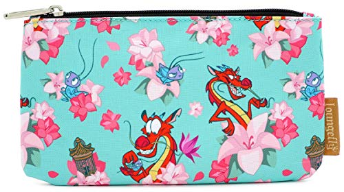 Loungefly Mulan Mushu & Crickie Nylon AOP Coin/Cosmetic Pouch