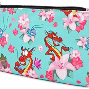 Loungefly Mulan Mushu & Crickie Nylon AOP Coin/Cosmetic Pouch