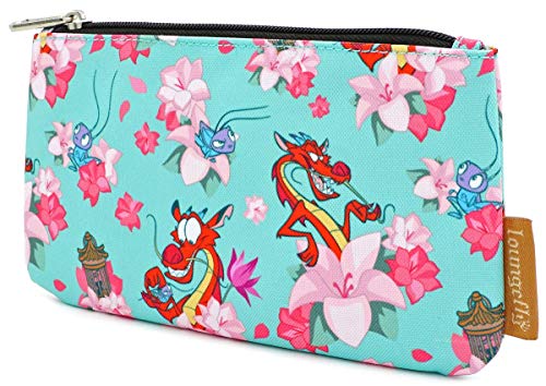 Loungefly Mulan Mushu & Crickie Nylon AOP Coin/Cosmetic Pouch