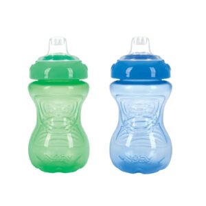 nuby no-spill easy grip cup, 10 ounce (blue/green)