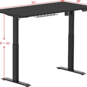 SHW 55-Inch Large Electric Height Adjustable Standing Desk, 55 x 28 Inches, Black