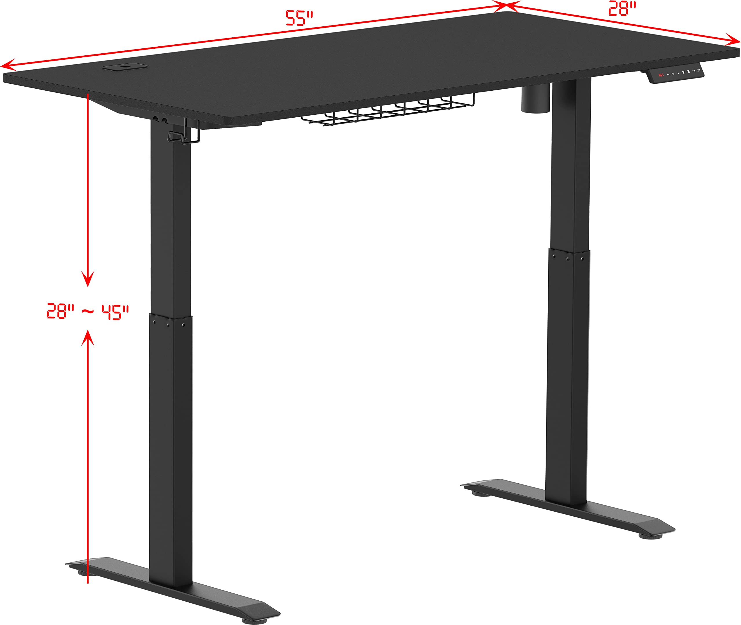 SHW 55-Inch Large Electric Height Adjustable Standing Desk, 55 x 28 Inches, Black