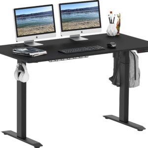 SHW 55-Inch Large Electric Height Adjustable Standing Desk, 55 x 28 Inches, Black