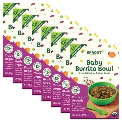 Sprout Organic Baby Food, Toddler Meals, Veggie Burrito Bowl with Beans & Quinoa, 5 Oz Bowl (8 Count)