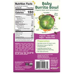 Sprout Organic Baby Food, Toddler Meals, Veggie Burrito Bowl with Beans & Quinoa, 5 Oz Bowl (8 Count)