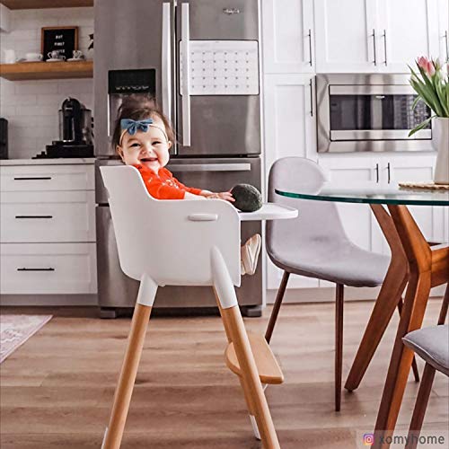 Tiny Dreny Wooden Baby High Chair | High Chair for Babies and Toddlers | 3-in-1 Baby High Chair Grows up with Family | Highchair with Adjustable Footrest and Removable Tray