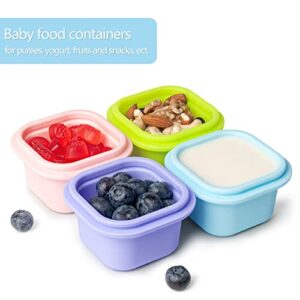 Termichy Baby Food Containers, 4 Pack Leakproof Silicone Baby Food Jars with Lids, Microwave, Freezer & Dishwasher Safe, Food Storages Prefer for Daycare-No Glass (4x3OZ, Colorful)