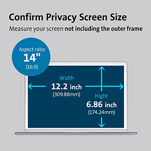 Kensington MagPro™ Magnetic Laptop Privacy Screen 14 inch Compatible with HP Elitebook Dell Xps Lenovo Thinkpad X1 T14, Removable 16:9 Laptop Privacy Filter, Anti-Glare, Blue Ray Reduction(K58352WW)