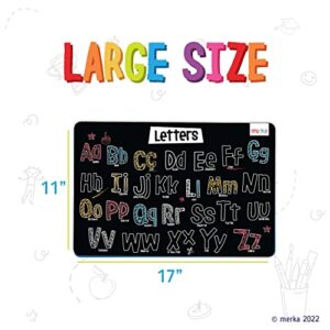 merka Coloring Placemats for Kids Placemats Kids Coloring Placemats Set of 4 Reusable Mats with 4 Colored Chalks Spaceships Astronauts and The Alphabet