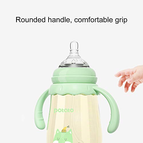 POTATO Baby Bottles PPSU Baby Feeding Bottle 10 oz Anti-Colic Bottles with Silicone Nipples Breastfeeding Bottles for Babies & Toddlers- Green