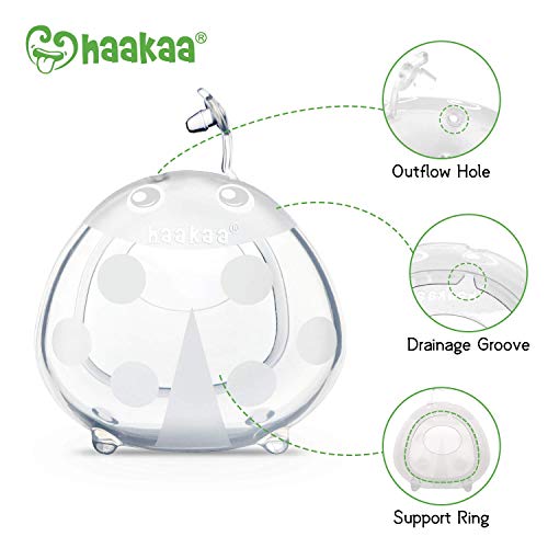 haakaa Ladybug Breast Milk Collector - Soft Breast Shells | Wearable Nursing Cups | Breastmilk Saver| Letdown Catcher for Pumping,Breastfeeding Moms,Protect Sore Nipples(Silicone 2.5 oz/75 ml,2PK)