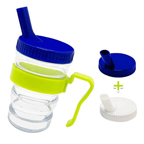 Kirimon Flow Control Spill Proof Cup with Two Style Lids - Spill-Resistant, Leak-Proof,Break-Proof Feeding Cup for Elderly,Disabled and Adults