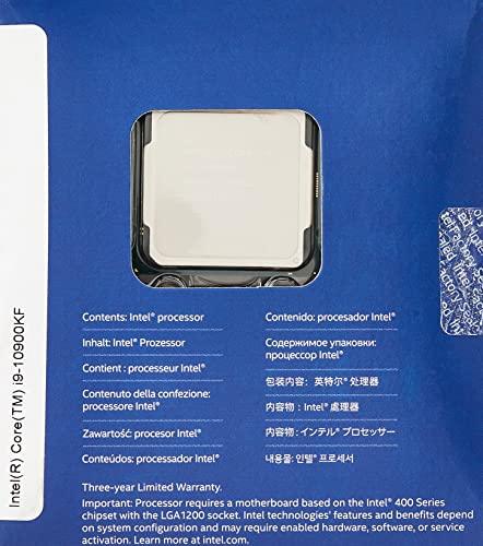 Intel Core i9-10900KF Desktop Processor 10 Cores up to 5.3 GHz Unlocked Without Processor Graphics LGA1200 (Intel 400 Series chipset) 125W