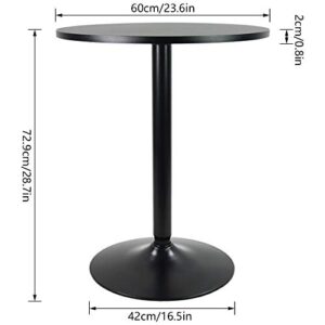 KKTONER Round Bar Table 23.6-Inch Top for Cocktail Bar Pub Dining Bistro (28.7H, Black)